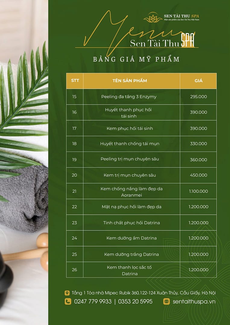 Sen Tài Thu Spa Mipec – Sen Tài Thu Spa